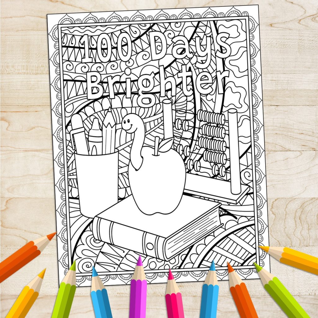 100th Day of School Coloring Pages Coloring Sheets Mindfulness ...