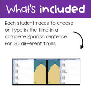 Spanish Telling Time Two Player Digital Race on Google Sheets | Made By ...