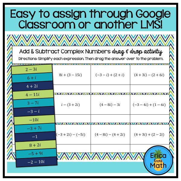 Operations with Complex Numbers Digital Activity Drag & Drop | Made By ...