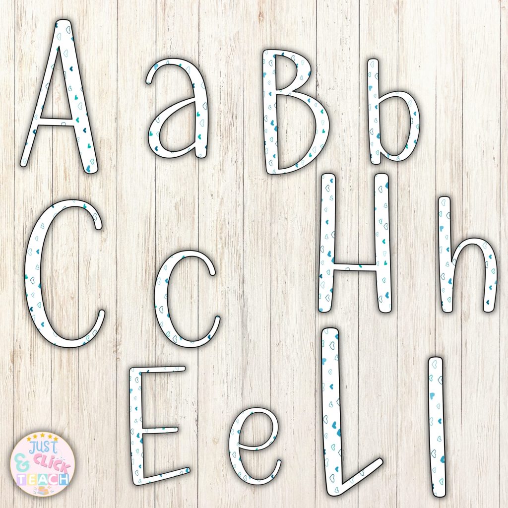 Bulletin board letters |Classroom decor | Heart theme | Blue color ...