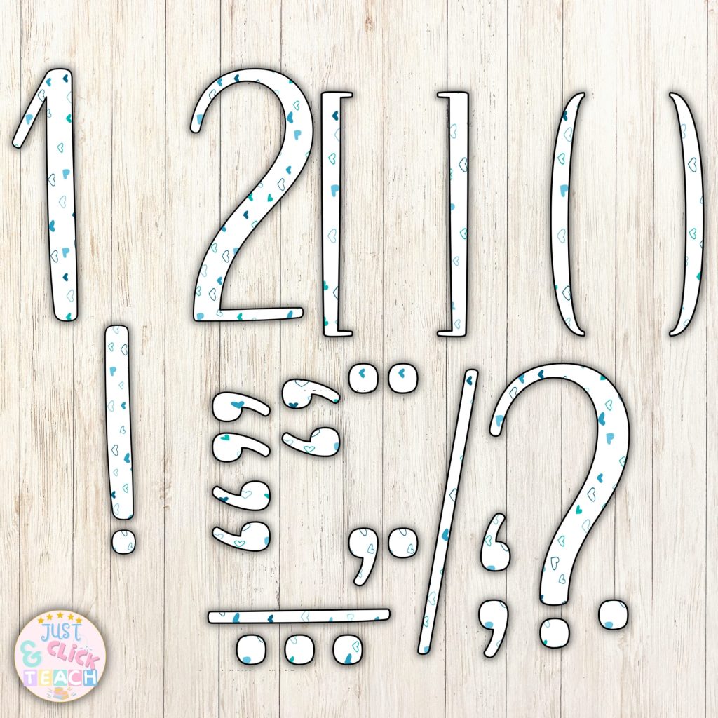Bulletin board letters |Classroom decor | Heart theme | Blue color ...