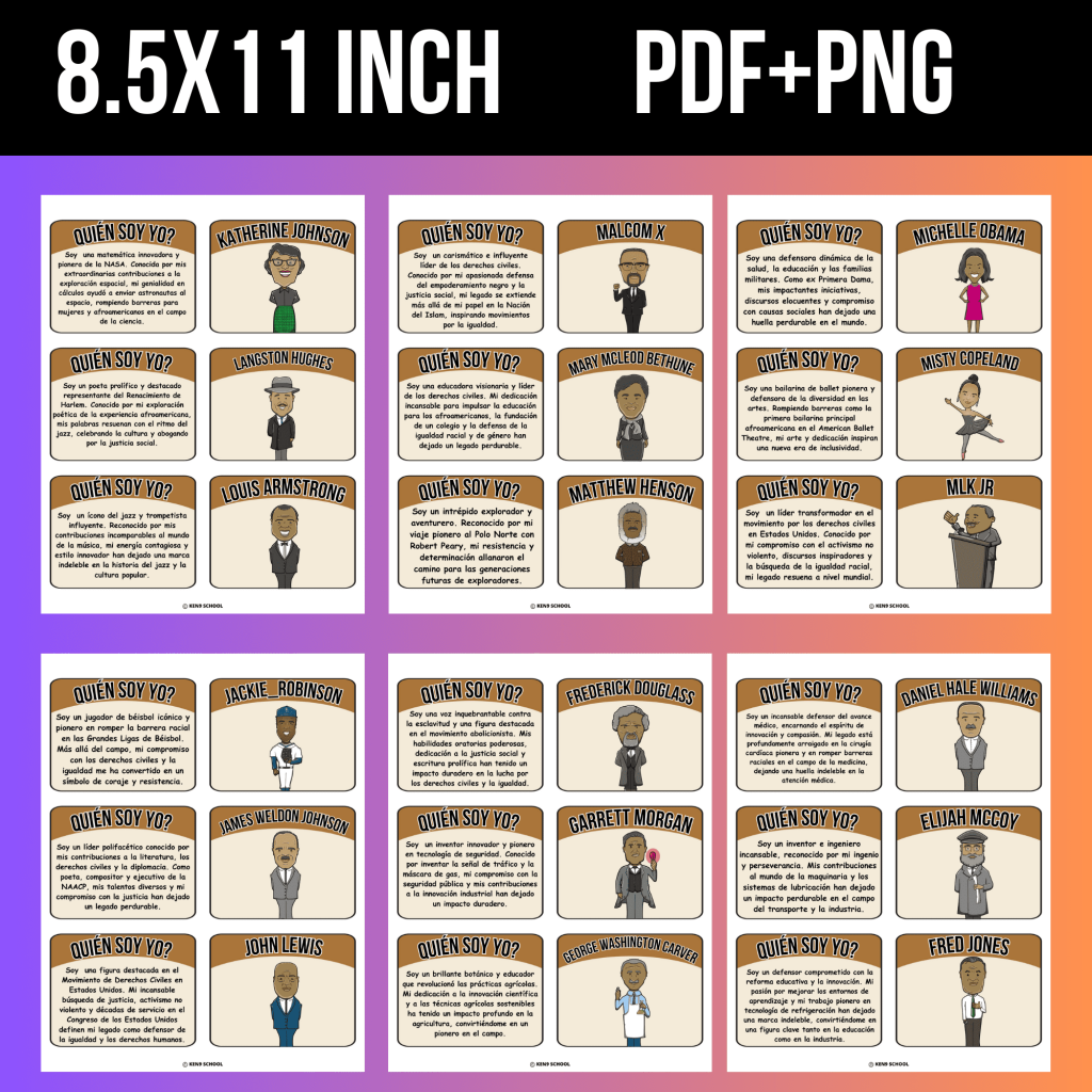 Spanish Black History Month Who am I Task Cards?-Famous African ...
