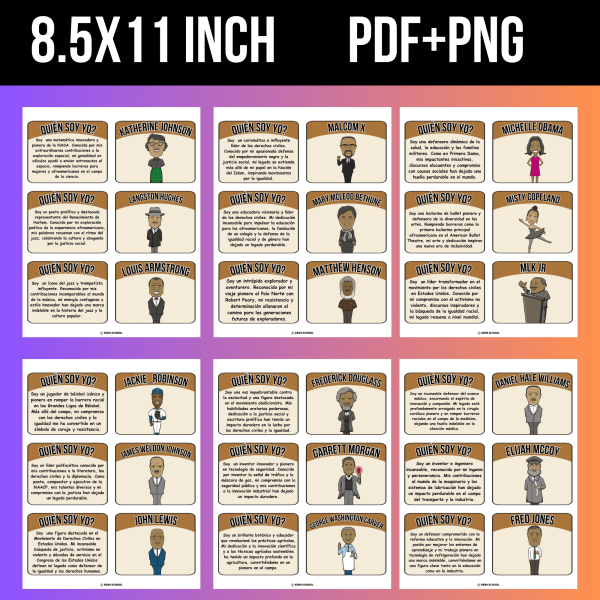 Spanish Black History Month Who am I Task Cards?-Famous African ...