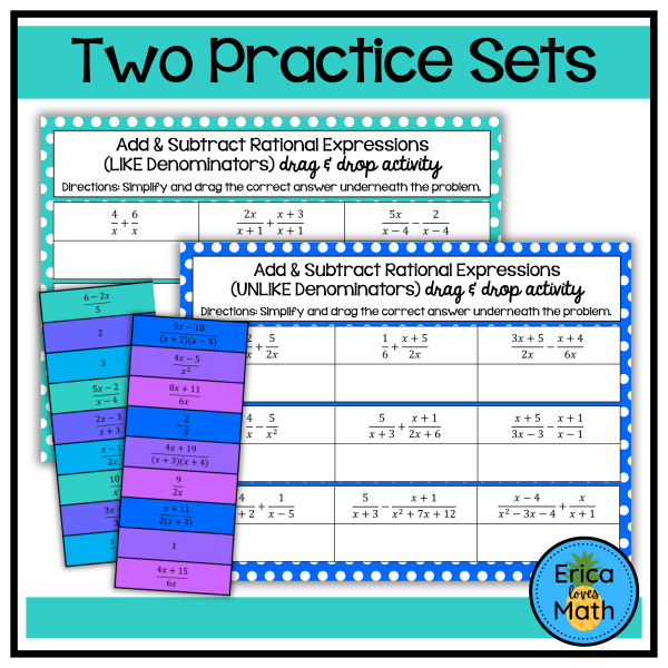 Adding & Subtracting Rational Expressions Digital Drag & Drop Activity ...