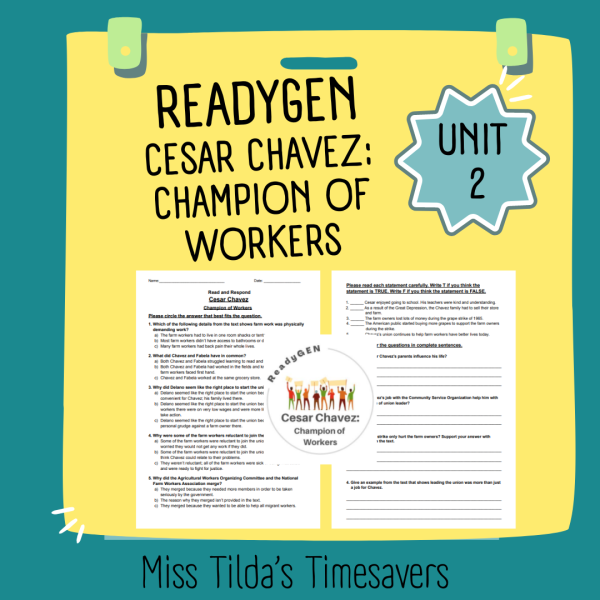 Cesar Chavez: Champion of Workers - Read and Respond Grade 5 ReadyGEN ...