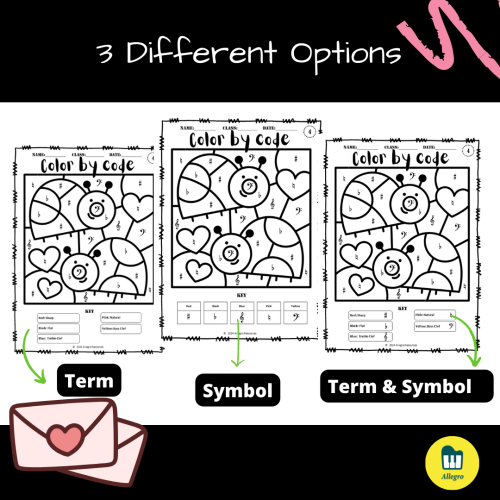 Valentine's Day Color by Code - Music Symbols and Terms | Made By Teachers