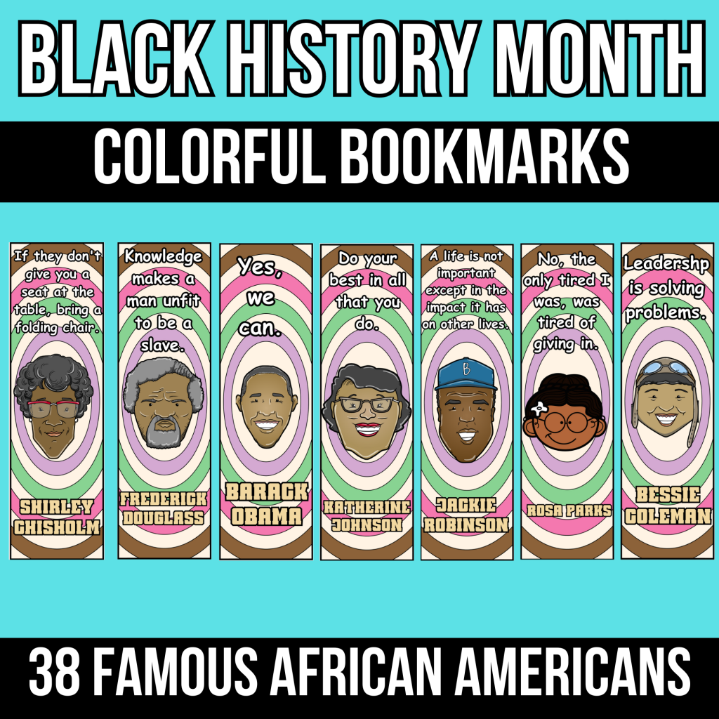 black history month Colorful Bookmarks- African American Leaders ...