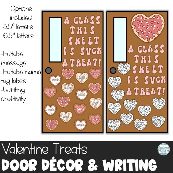 Valentines Door Decor - Retro Heart Cookies - Editable Bulletin Board ...