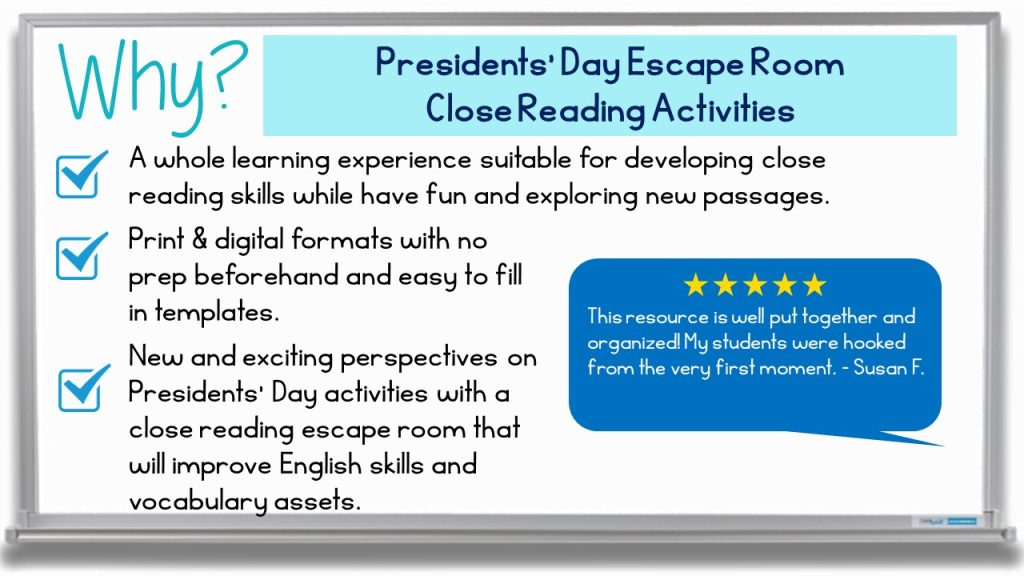 Presidents Day Escape Room Close Reading Passage Comprehension Activity ...