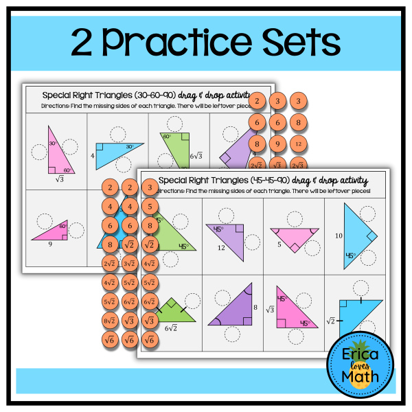Special Right Triangles Digital Drag & Drop Activity (30-60-90 and 45 ...