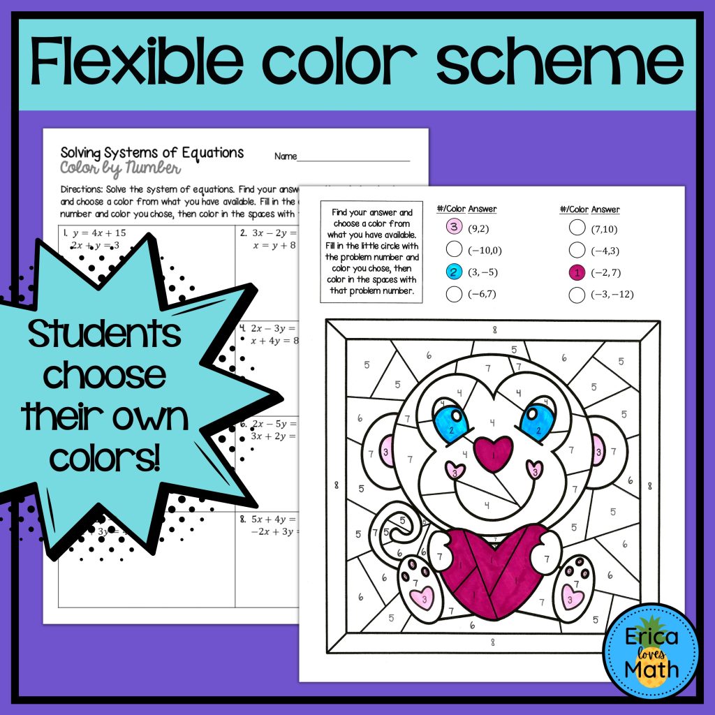 Solving Systems of Equations Color by Number Activity (Valentine's Day ...