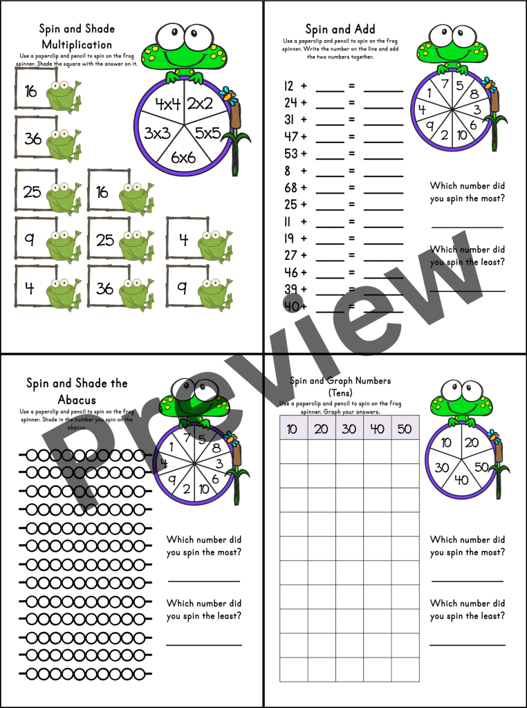 Frog Math Fun Worksheets | Multiplication, Division and more | Spring ...