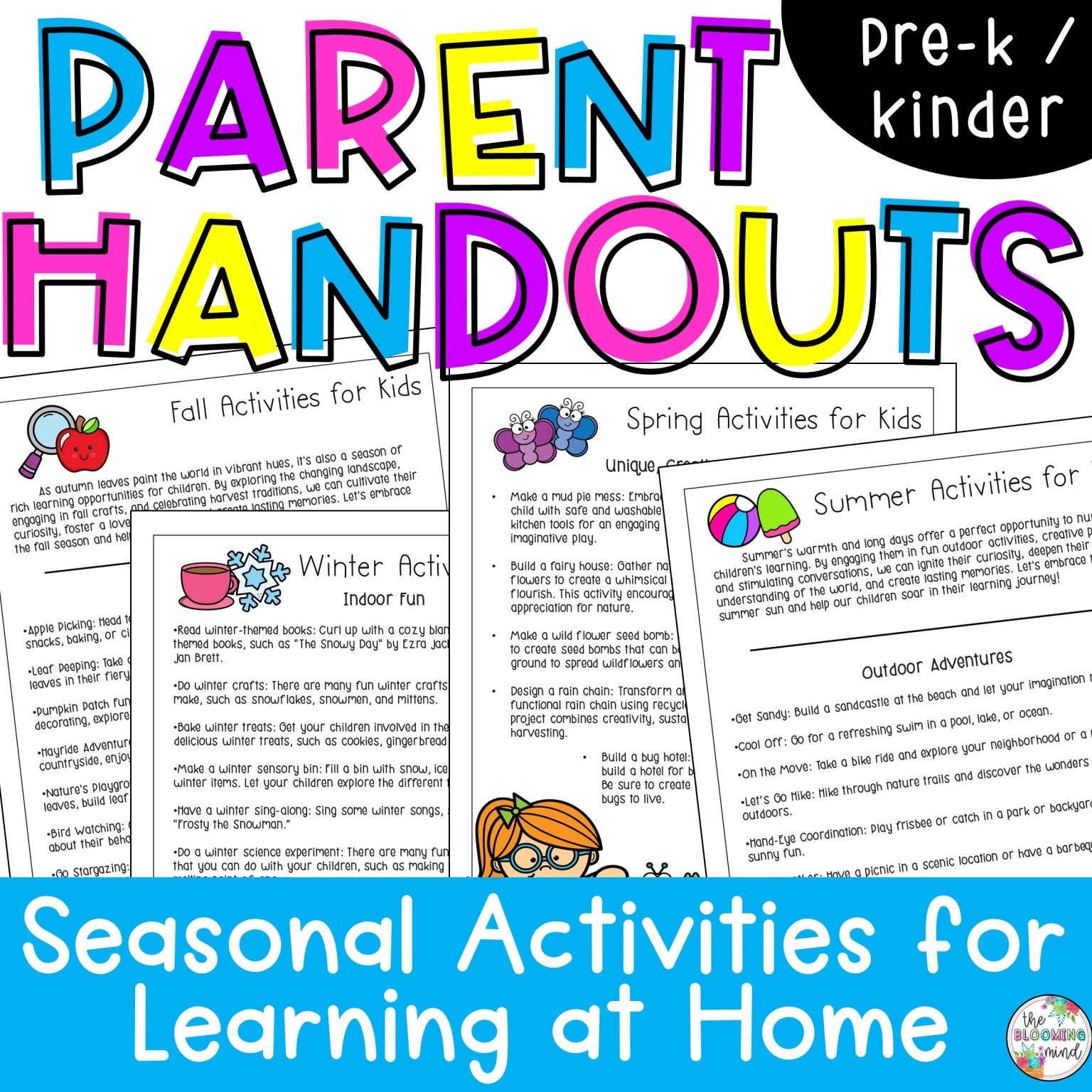 Parent Handouts Home to School Connection through the Seasons | Made By ...