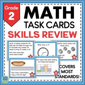 Grade 2 Math Task Cards Spiral Review All Standard - Made By Teachers