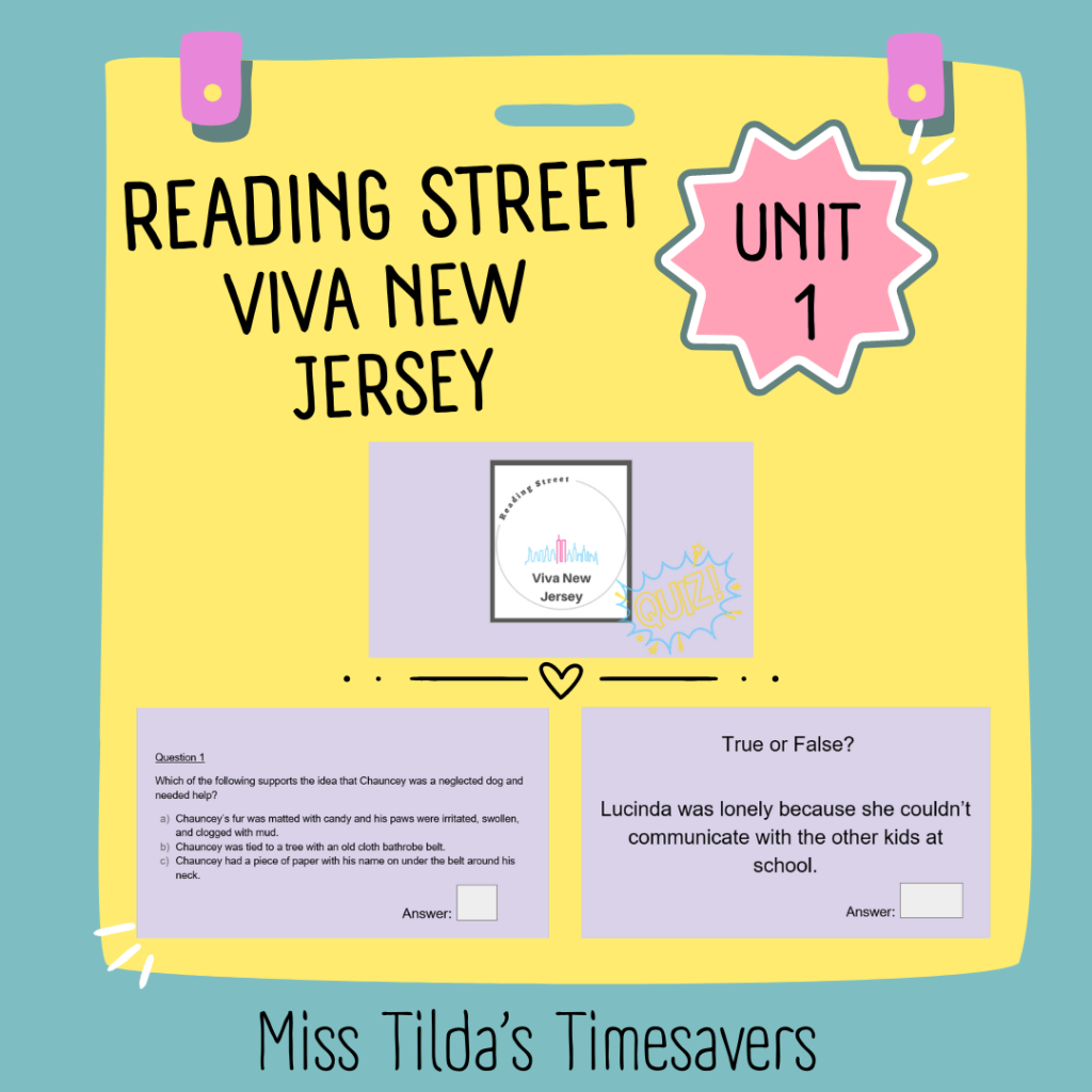 Viva New Jersey Quiz - Grade 6 Reading Street | Made By Teachers