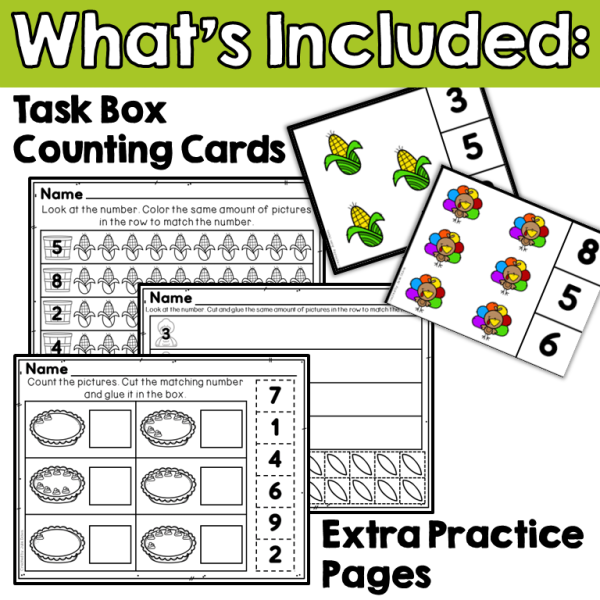 Thanksgiving Counting Worksheet Numbers 0-10 | November Kindergarten ...