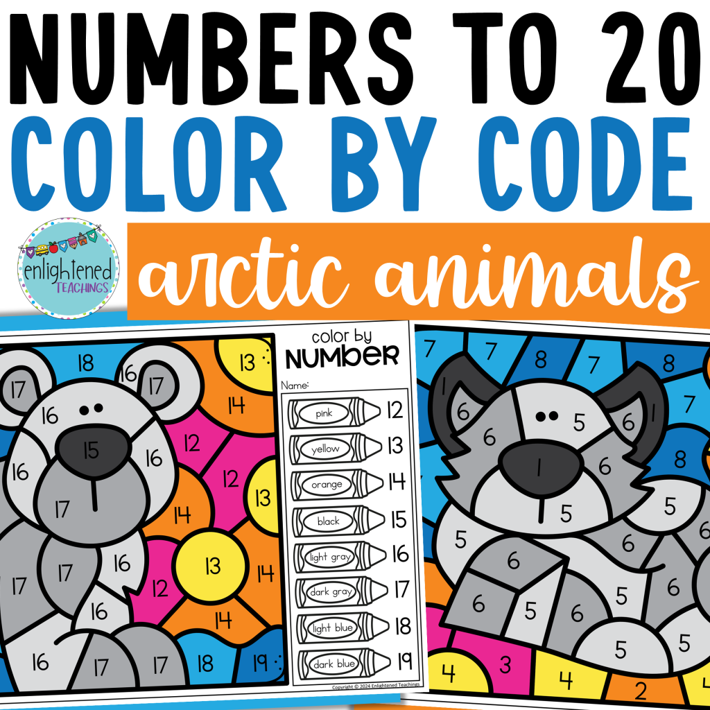 Arctic Animal Numbers to 20 Color by Number BUNDLE Polar Animal Numbers ...
