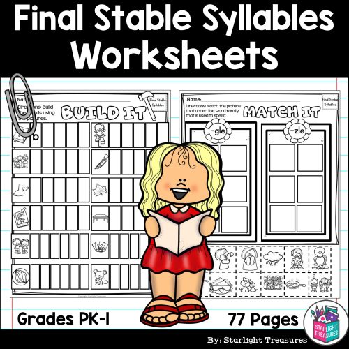 Final Stable Syllables Worksheets and Activities for Early Readers ...