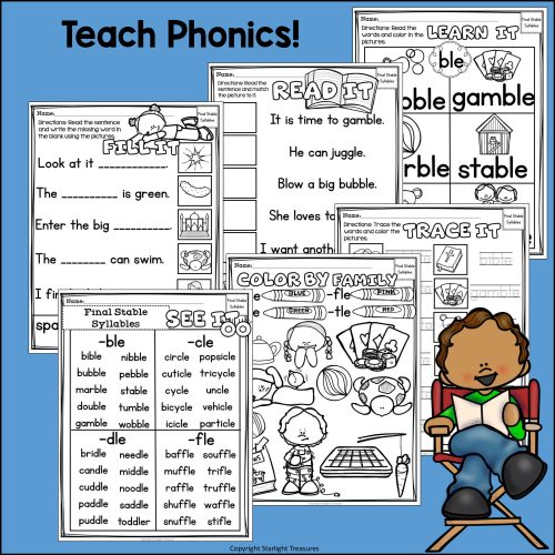 Final Stable Syllables Worksheets and Activities for Early Readers ...