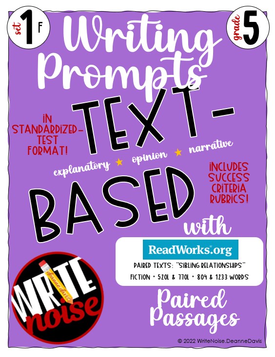 Gr. 5 ReadWorks FICTION Passages and 6 Text-Based WRITING PROMPTS State ...