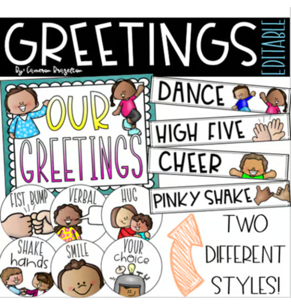 Morning Greetings Choices Sign Card Posters Editable | Made By Teachers