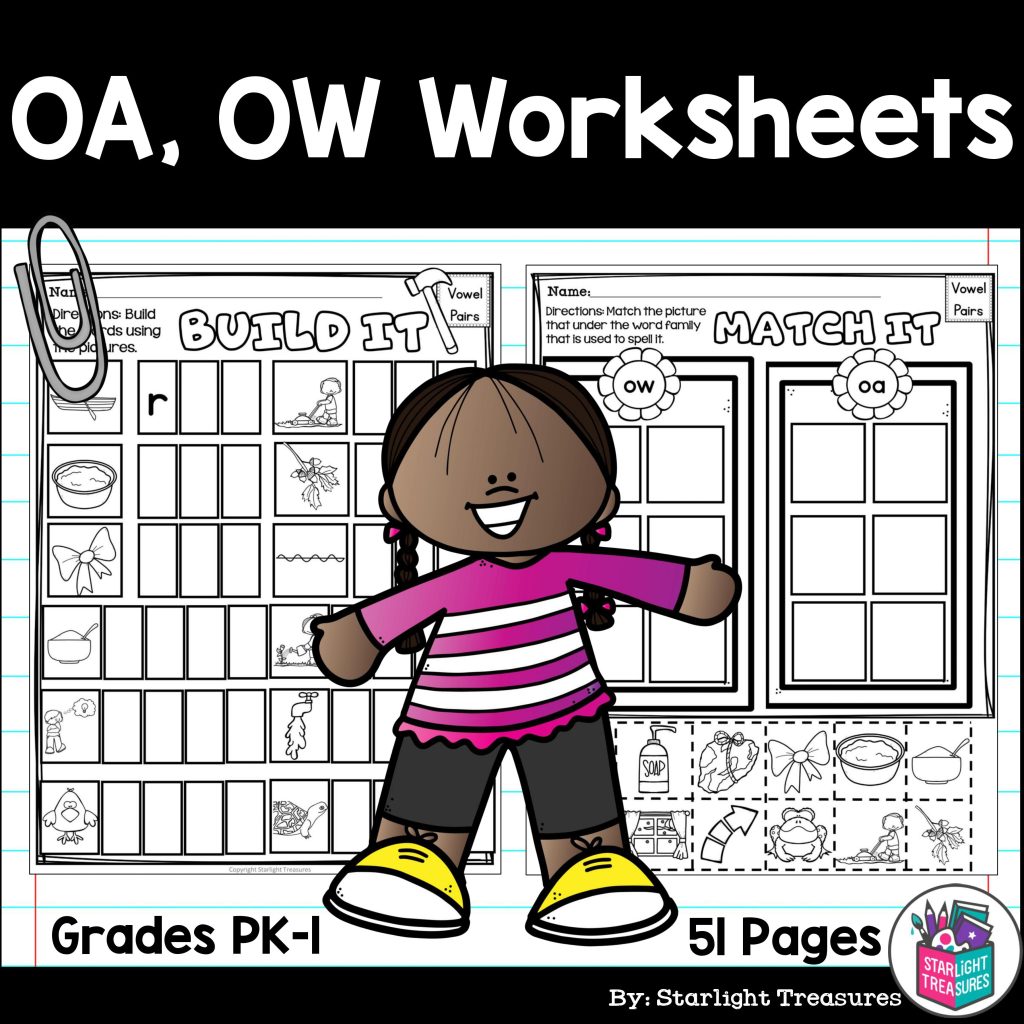 Vowel Pairs OA, OW Worksheets and Activities for Early Readers ...