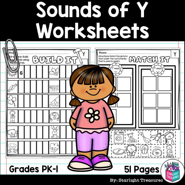 Vowel Sounds of Y Worksheets and Activities for Early Readers - Phonics ...
