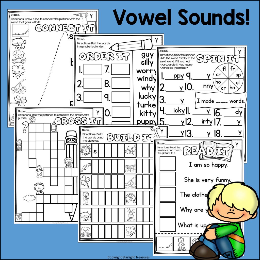 Vowel Sounds of Y Worksheets and Activities for Early Readers - Phonics ...