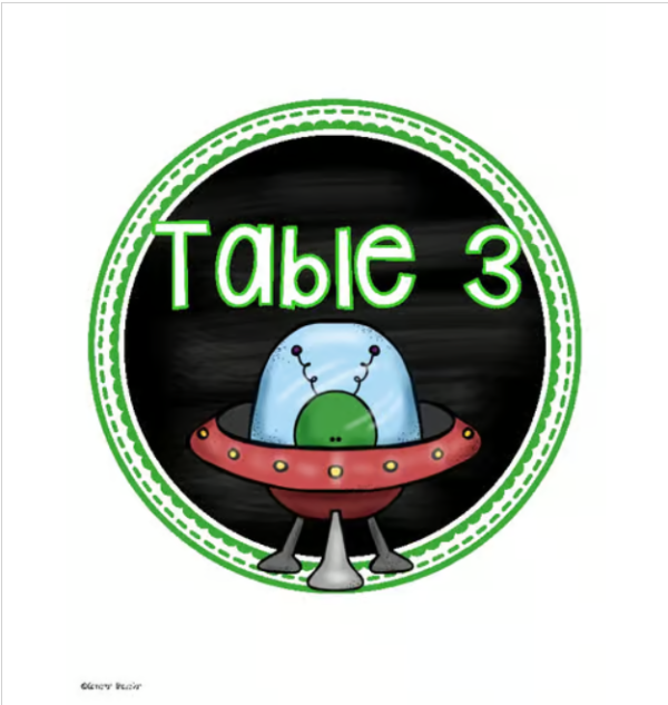 Table Numbers Signs Outer Space Theme - Made By Teachers