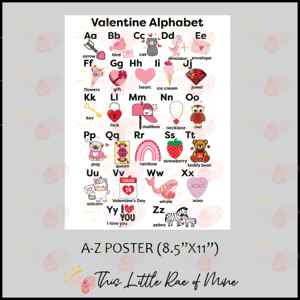 Valentine - Alphabet Poster & Cards - Printable classroom decor - ABC ...