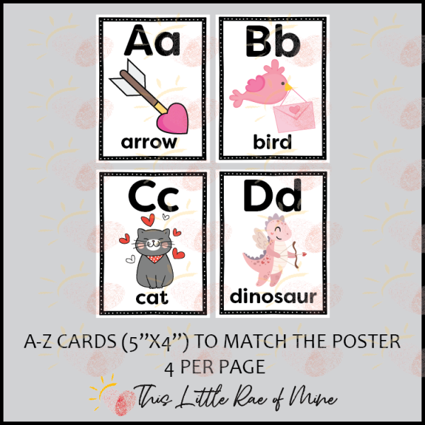 Valentine - Alphabet Poster & Cards - Printable classroom decor - ABC ...