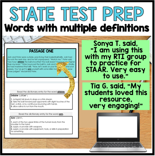 Dictionary Skills Digital Lesson Context Clues STAAR prep TEK 6.2E ...