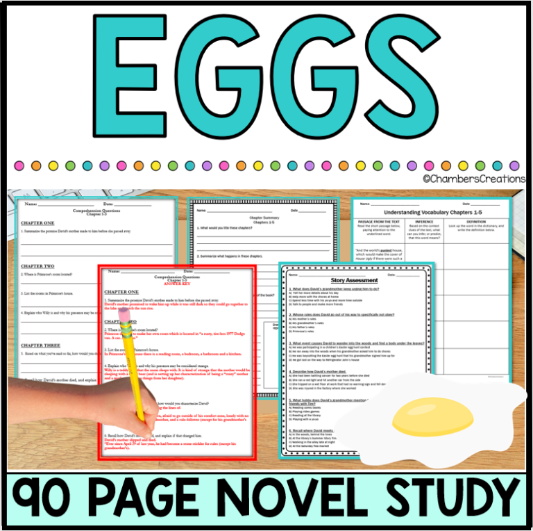 Eggs Novel Study Jerry Spinelli Activities - Made By Teachers