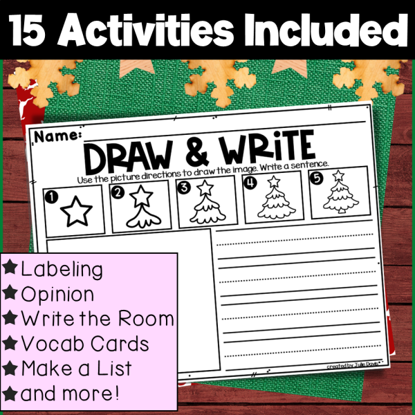 December Christmas Writing Center | Kindergarten and First Grade | Made ...