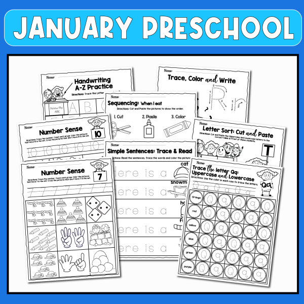 JANUARY Winter Preschool NO Prep Printable Packet (Preschool) - Made By ...