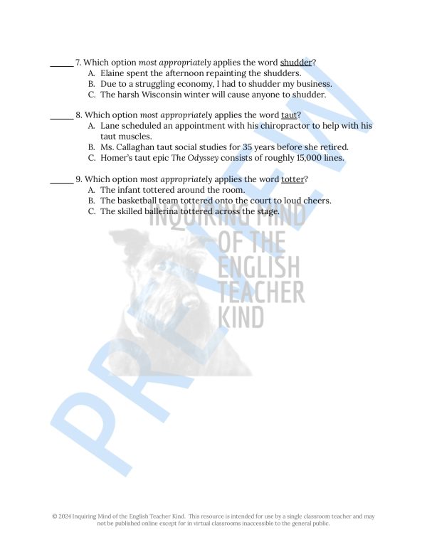 "Contents of the Dead Man's Pocket" by Jack Finney Vocabulary Games ...
