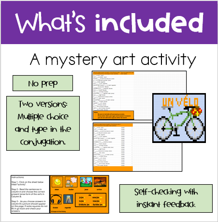 French -er Verbs Present Tense Digital Task Cards and Mystery Picture ...