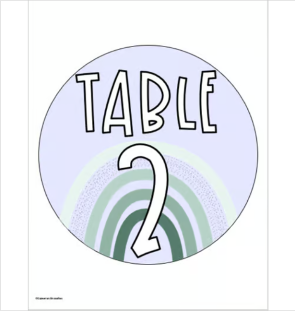 Table Numbers Signs Boho Muted Modern Rainbow Theme Classroom Decor ...