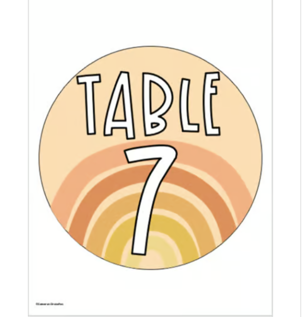 Table Numbers Signs Boho Muted Modern Rainbow Theme Classroom Decor ...