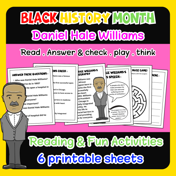 Daniel Hale Williams' Biography Reading & Activities, Black History ...