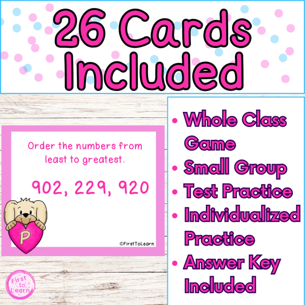 Ordering 3-Digit Numbers Task Cards/Scoot Valentine's Day | Made By ...