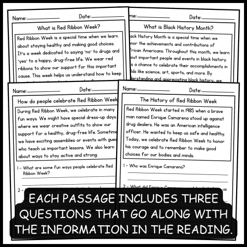 Black History Month Reading Comprehension Passages and Questions ...
