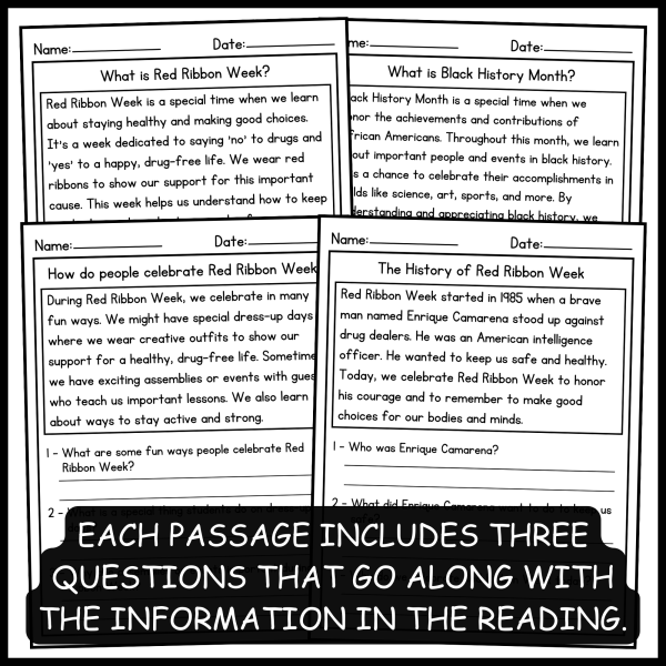 Black History Month Reading Comprehension Passages and Questions ...