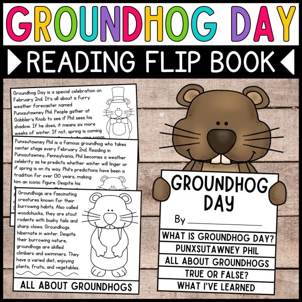 Groundhog Day Reading Flip Book with Craft Activities • Groundhog Day ...