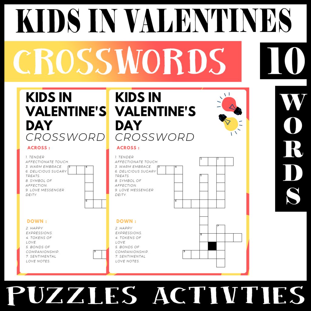 Kids In Valentine's Day No Prep crossword Puzzle Worksheet Activity for ...