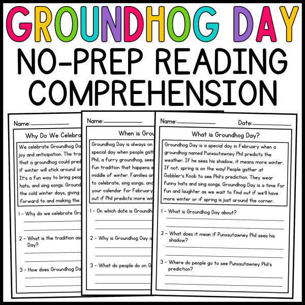 Groundhog Day Reading Comprehension Passages • Groundhog Day Activities ...