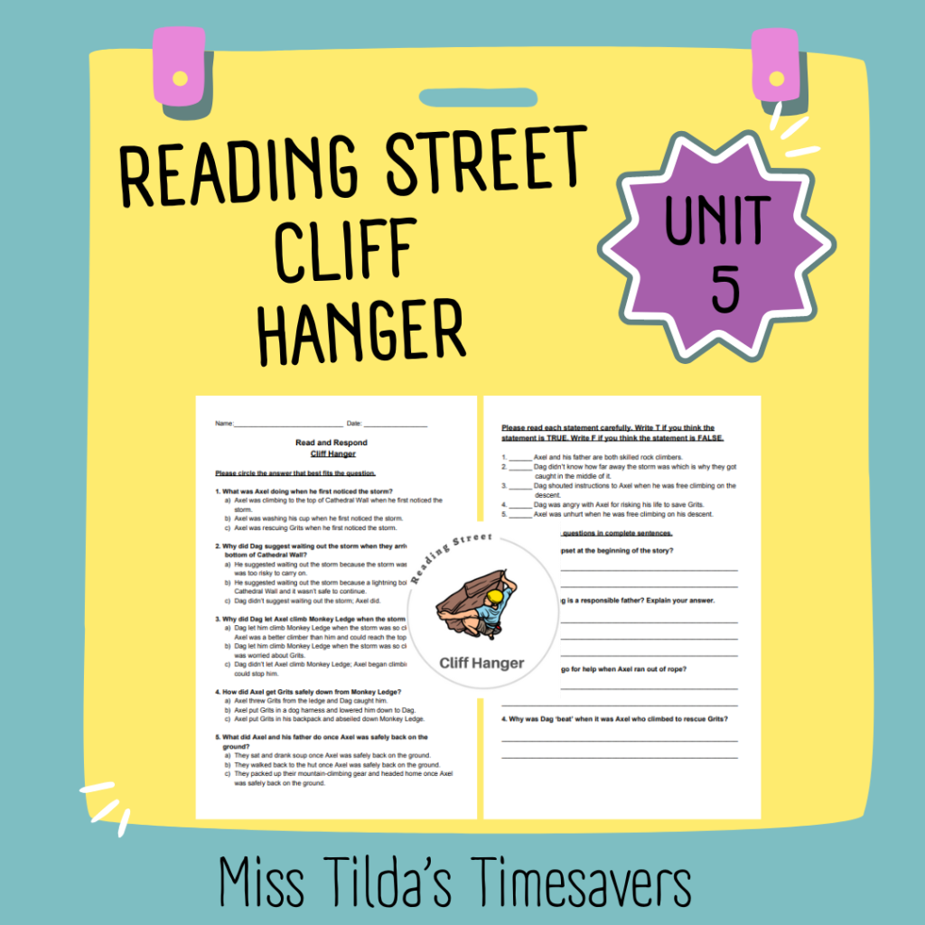 Cliff Hanger - Read and Respond Reading Street 4.2 | Made By Teachers