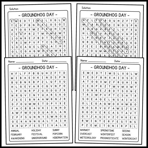 Groundhog Day Word Search Puzzles • Groundhog Day Vocabulary Activities ...