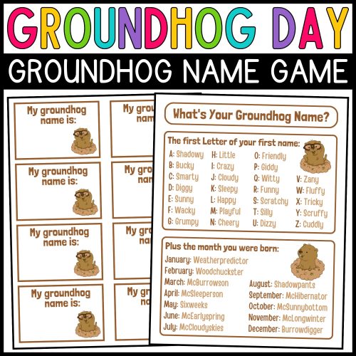 What's Your Groundhog Name Game with Nametags • Groundhog Day ...