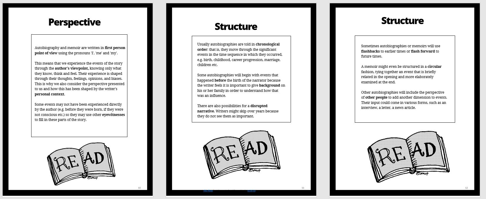 Autobiography Memoir Introduction Workbook for students - Digital and ...